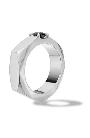 Off-White Hex Nut Lab Grown Diamond Solitaire Ring