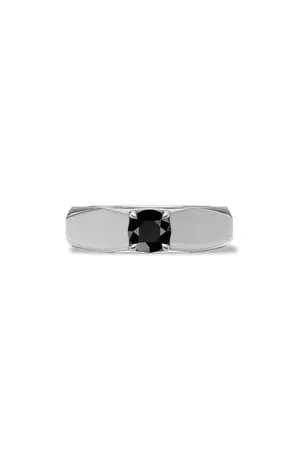 Off-White Hex Nut Lab Grown Diamond Solitaire Ring