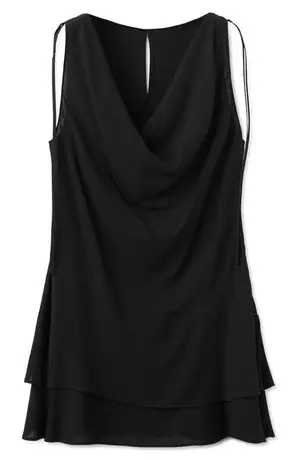 Mango Draped Fluid Dress Black