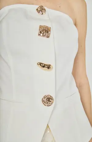 Endless Rose Button Detail Strapless Top