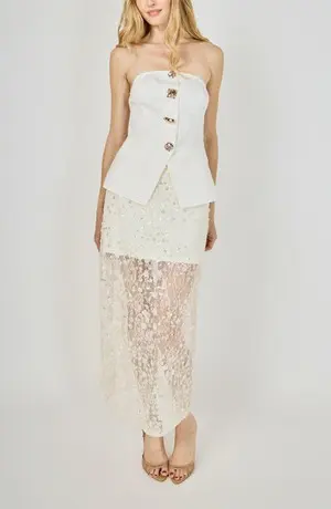 Endless Rose Button Detail Strapless Top