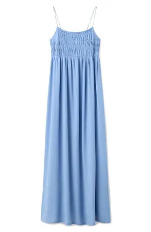 Mango Beaded Detail Long Dress - Sky Blue