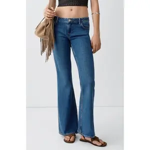 Mango Low Rise Flare Jeans - Dark Blue