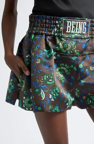 Sacai Floral Print Satin Shorts