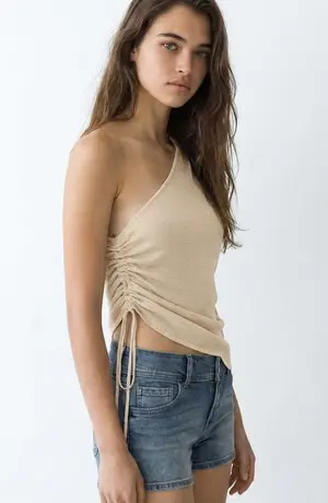 Mango Asymmetric Metallic Sleeveless Top - Gold