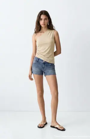 Mango Asymmetric Metallic Sleeveless Top