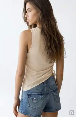 Mango Asymmetric Metallic Sleeveless Top With Side Ruching