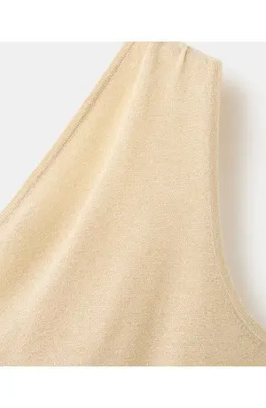 Mango Asymmetric Metallic Sleeveless Top With Side Ruching