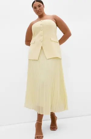 City Chic Pleated Chiffon Maxi Skirt