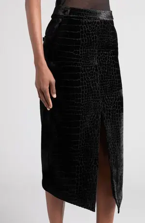 TOM FORD Crocodile Devoré Velvet Skirt