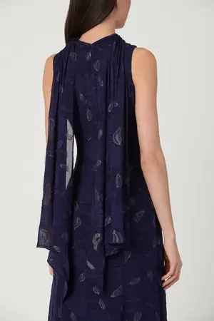 Shoshanna Midnight Lurex Clip Chiffon Quinn Dress