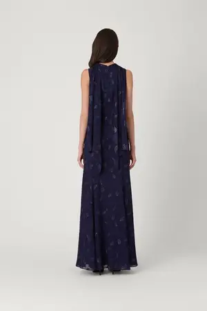 Shoshanna Midnight Lurex Clip Chiffon Quinn Dress