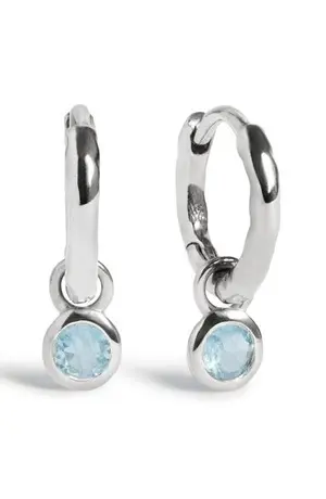 Monica Vinader Birthstone Huggie Hoop Earrings With Gemstone - Sterling Silver/aqua