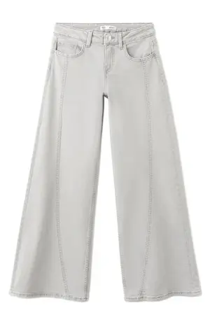 Mango Low Waist Wide Leg Jeans - Denim Grey
