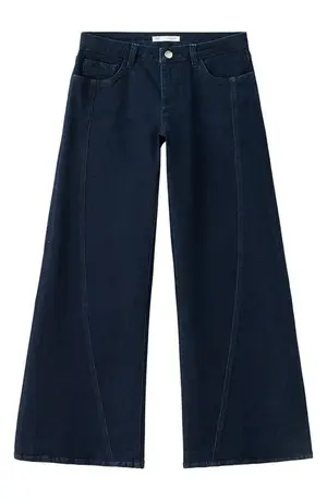 Mango Low Waist Wide Leg Jeans - Open Blue