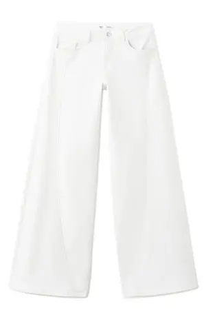 Mango Low Waist Wide Leg Jeans - White