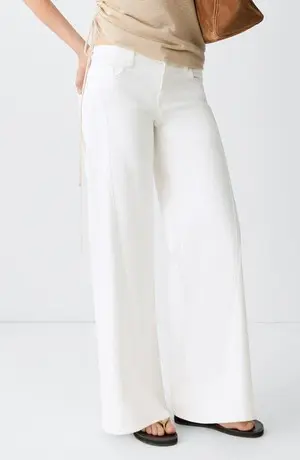 Mango Low Waist Wide Leg Jeans - White