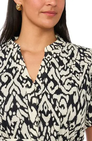 Vince Camuto Ikat Print Puff Sleeve A-line Mini Dress