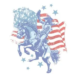 LOST GODS Proud American Cowgirl Short Sleeve Graphic T-shirt - White