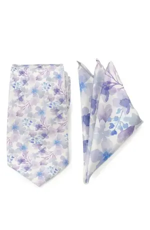 CUFFLINKS, INC. Silk Floral Print Neck Tie And Pocket Square Set