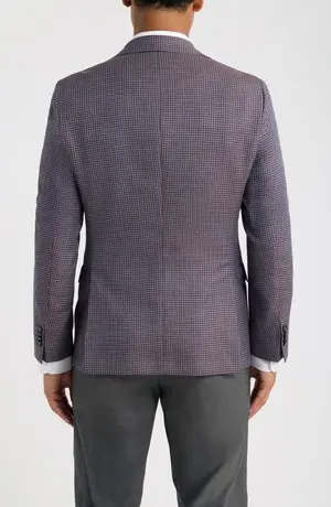 BOSS Hutson Slim Fit Purple Houndstooth Virgin Wool Sport Coat