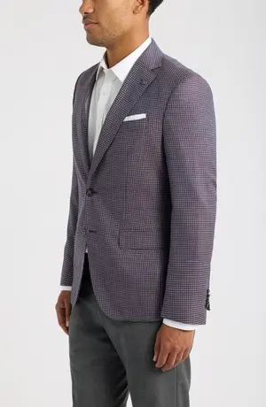 BOSS Hutson Slim Fit Purple Houndstooth Virgin Wool Sport Coat