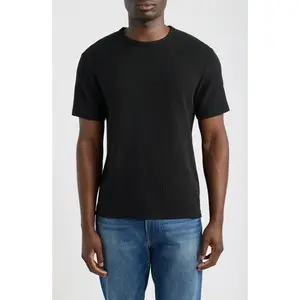 FRAME Textured Cotton Jacquard T-shirt - Black