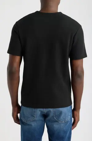 FRAME Textured Cotton Jacquard T-shirt - Black