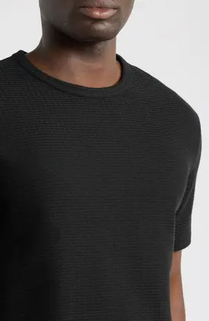 FRAME Textured Cotton Jacquard T-shirt - Black