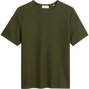 FRAME Textured Cotton Jacquard T-shirt - Deep Olive