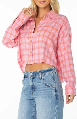 Roxy Rockford Plaid Crop Button-up Shirt