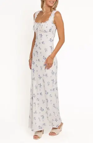 PETAL & PUP Sakara Floral Lace Trim Maxi Dress