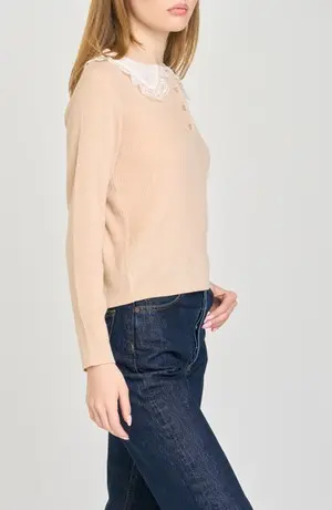 WAYF Joy Lace Collar Sweater