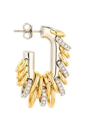 Rabanne Small Punk Xl Link Pierced Mixed Metal Open Oval Hoop Earrings
