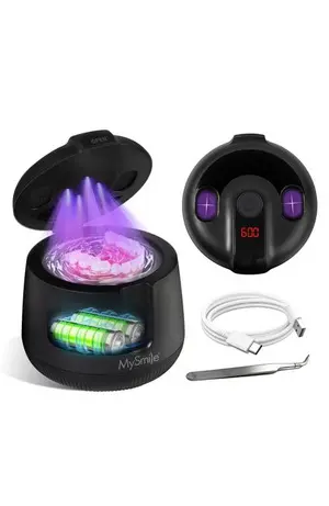 MYSMILE Cordless Ultrasonic Retainer & Jewelry Cleaning Pod With Digital Timer - Black