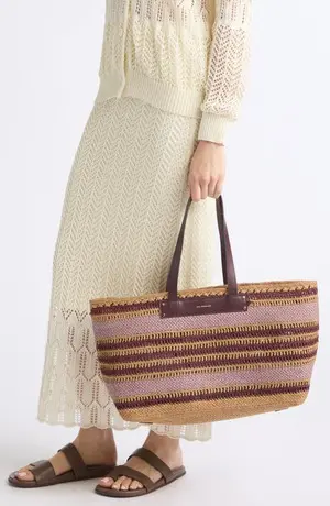 ANYA HINDMARCH Striped Raffia East/west Tote
