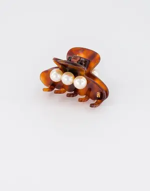 Alexandre De Paris Small Acetate And Pearl Hair Clip