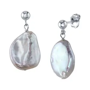 The Pearl Source Baroque Freshwater Pearl Drop Earrings - Sterling Silver