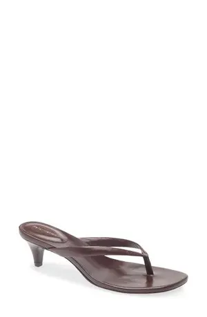 REFORMATION Amelia Leather Heeled Thong Sandal - Ruby Leather