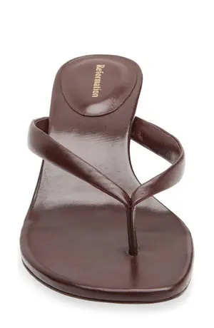 REFORMATION Amelia Leather Heeled Thong Sandal