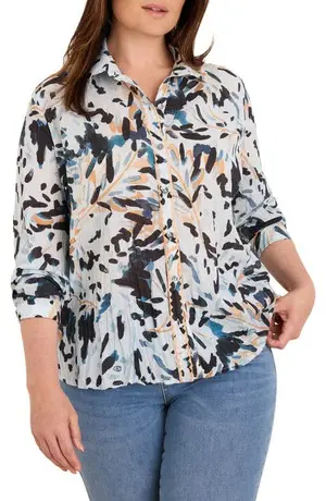 NIC+ZOE Garden Shade Crinkle Shirt - Blue Multi