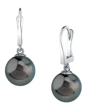 The Pearl Source Tahitian South Sea Pearl Drop Earrings In 14k Gold - White Gold