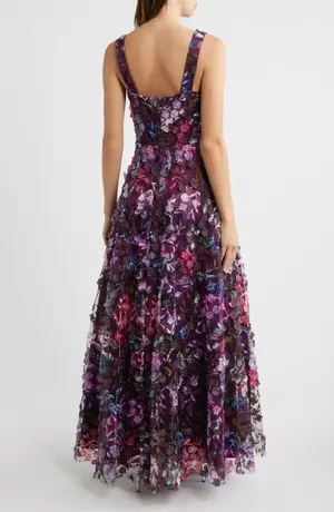 Eliza J Floral Appliqué Sleeveless Gown