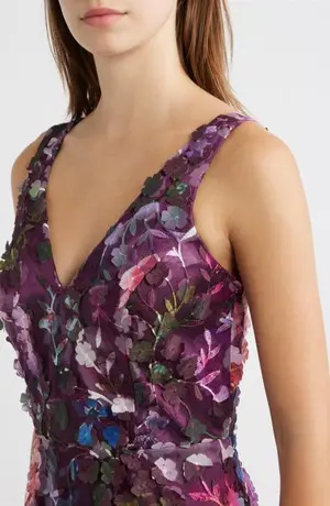 Eliza J Floral Appliqué Sleeveless Gown