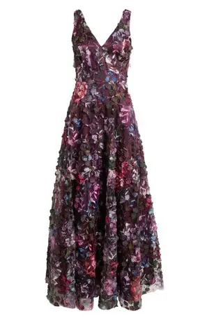 Eliza J Floral Appliqué Sleeveless Gown