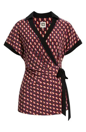 Anne Klein Print Wrap Top