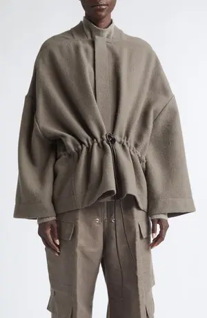 Rick Owens Sail Oversize Wool Flannel Jacket - Dust
