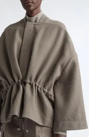Rick Owens Sail Oversize Wool Flannel Jacket - Dust