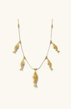 BEADS BY TARA Go Fish Charm Necklace With Textured Beads