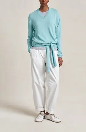 LA LIGNE Ben V Neck Sweater Aqua
